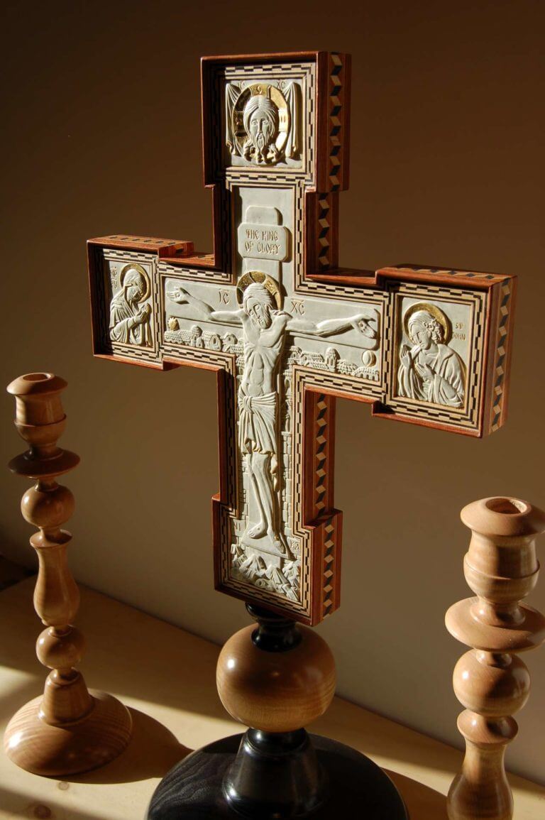 Carved and Inlaid Cross - New World Byzantine